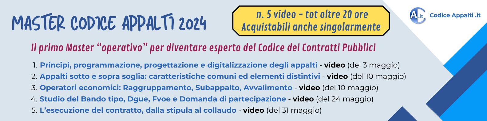 MASTER CODICE APPALTI 2024 (n. 5 moduli)